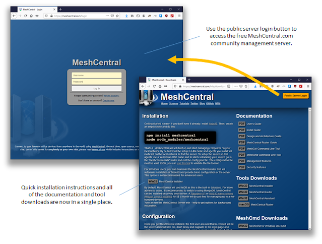 MeshCentral - New Year, New MeshCentral.com Frontpage