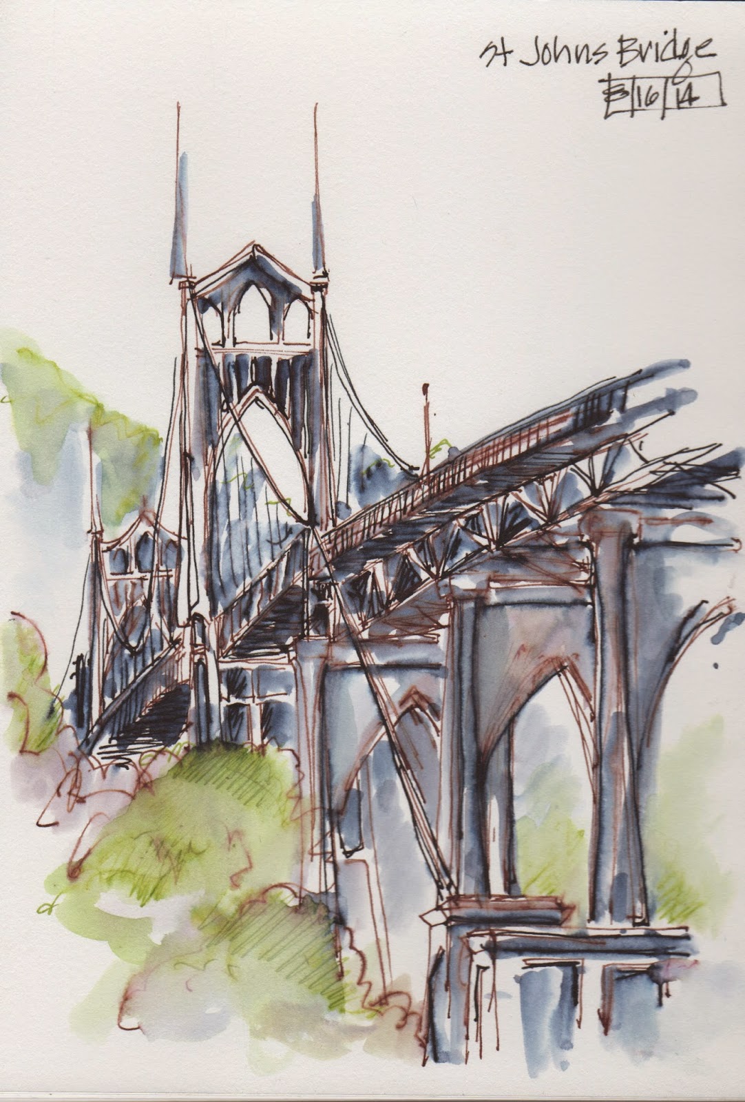 Urban Sketchers Portland: St Johns Bridge sketchcrawl