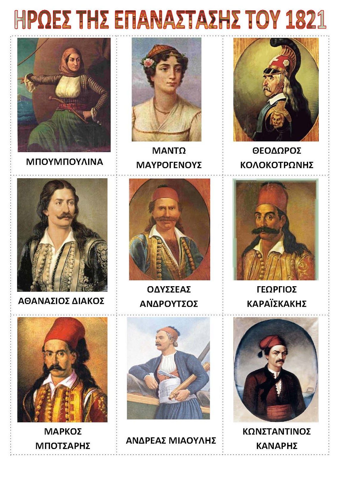 ΑΣ ΤΑΞΙΔΕΨΟΥΜΕ ΜΑΖΙ!!!: ΟΙ ΜΕΓΑΛΟΙ ΗΡΩΕΣ ΤΟΥ 1821....