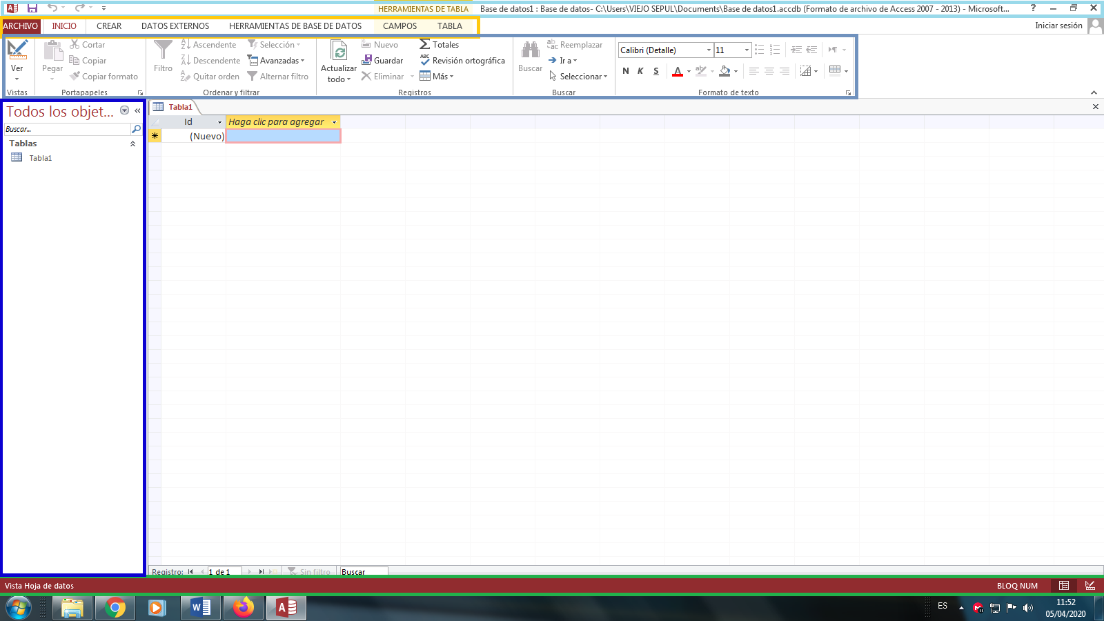 ELEMENTOS BASICOS DE ACCESS 2010