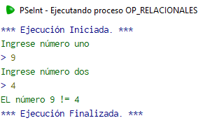 Operadores Relacionales en PSeInt