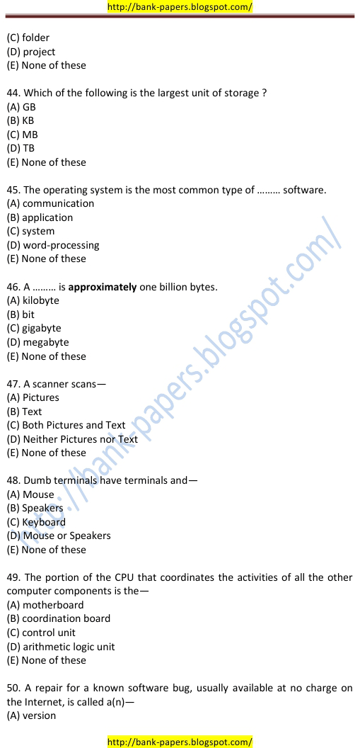 Exercise - 6 [ Bank exam Marketing and Computer Aptitude