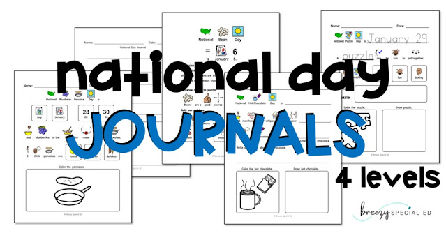 Celebrating Each Day with National Day Journals - Breezy Special Ed