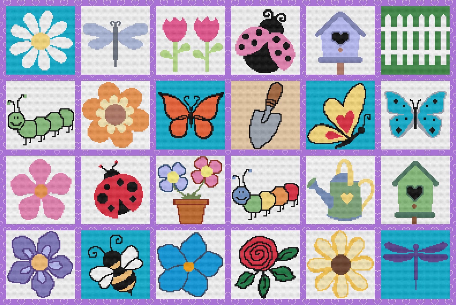 Grandma Duck Designs: Flower Garden Graphghan Blocks