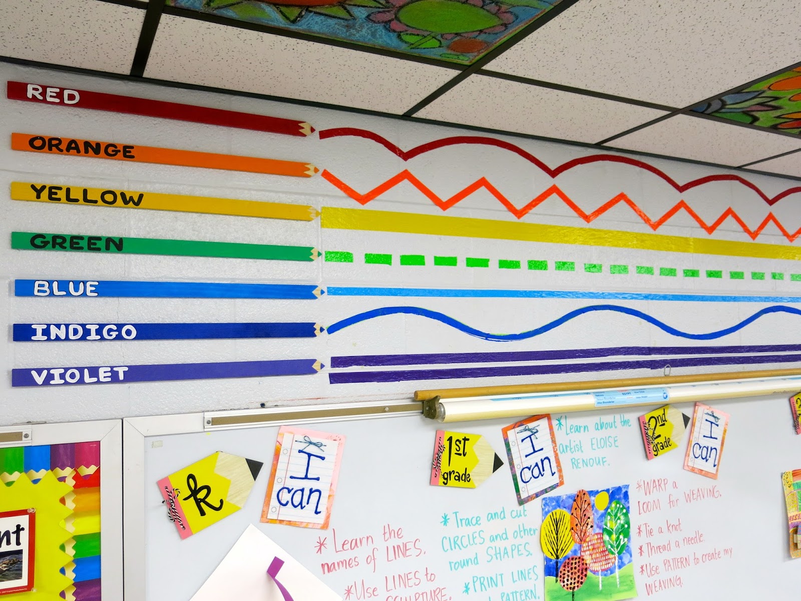 Cassie Stephens: How to Decorate an Art Room: Line and Color Wall!
