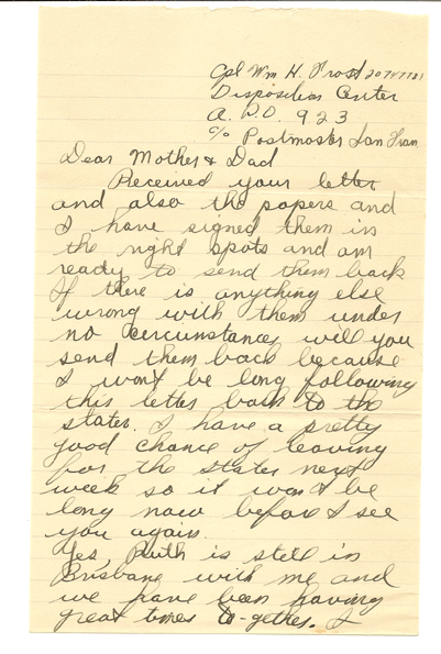 Shades of Frost: Letters Home WWII (20) October 9 1945 The Final Letter ...