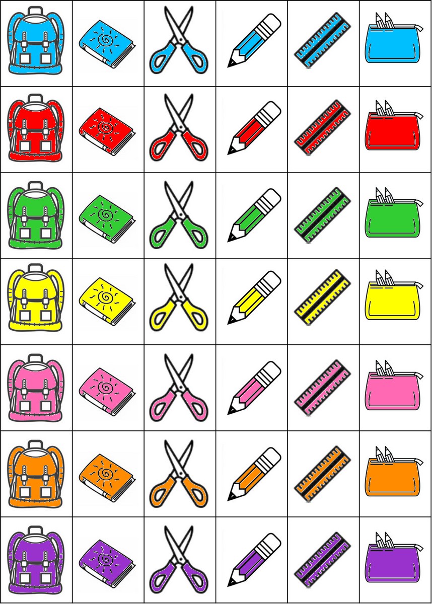 Remue Méninge: Anglais: Jeu de 7 familles, le matériel scolaire