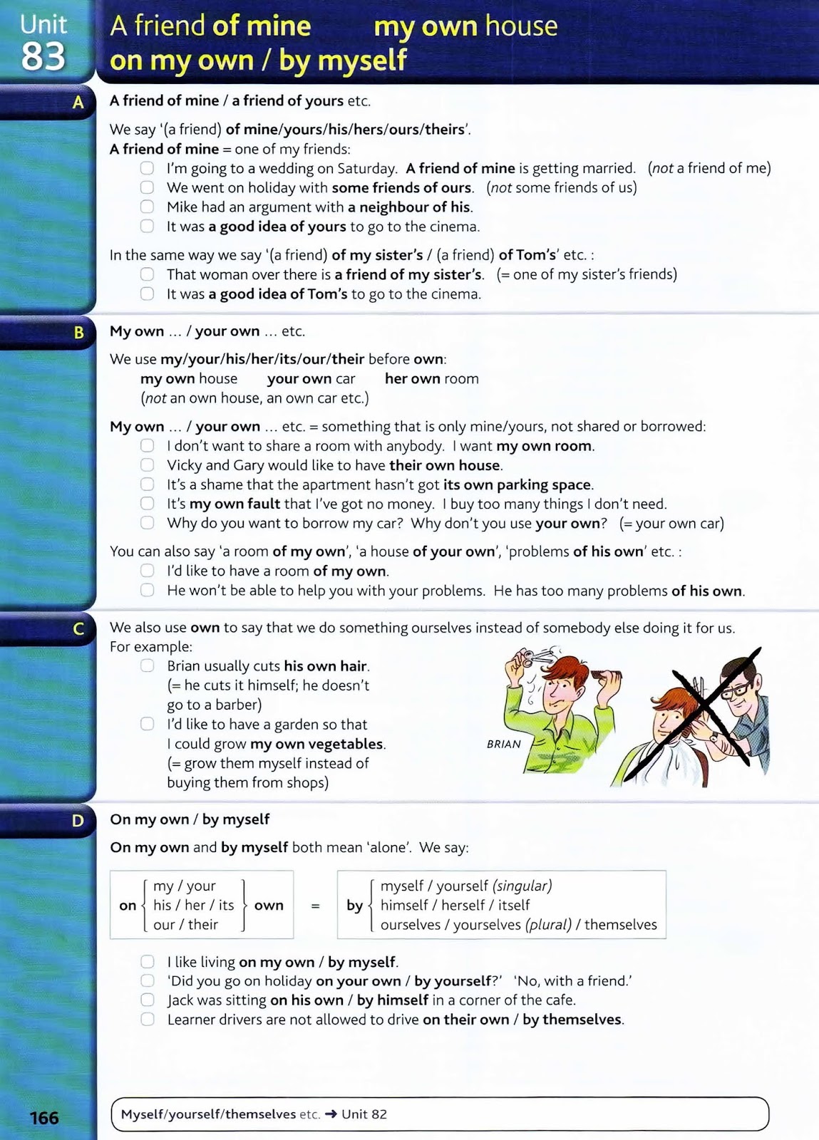 Unit 83: A friend of mine – My own house – On my own/by myself ...