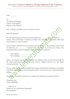 Letter to Bank to Change Mailing Address of Company Business