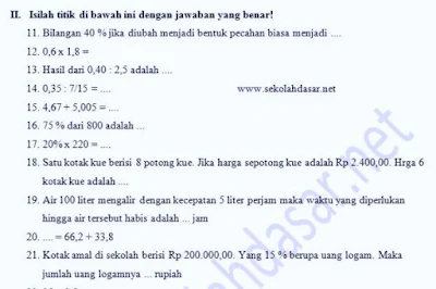 Soal-Soal UTS Matematika Kelas 5 Kurikulum 2013 - SekolahDasar.Net