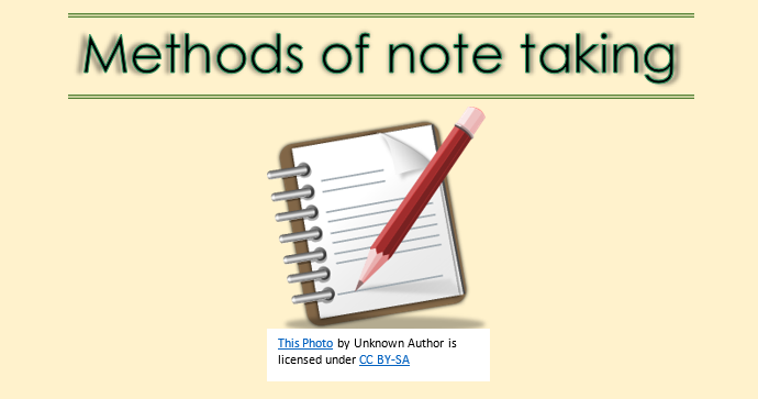 Methods of taking notes