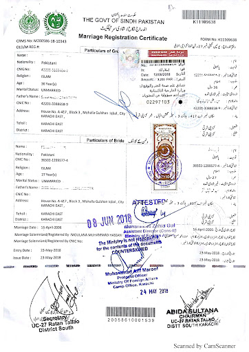 Nadra Marriage Certificate Pakistan Format