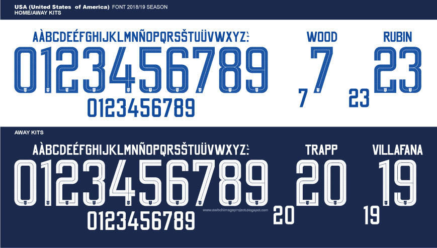 Football teams shirt and kits fan: Font USA 2018/19