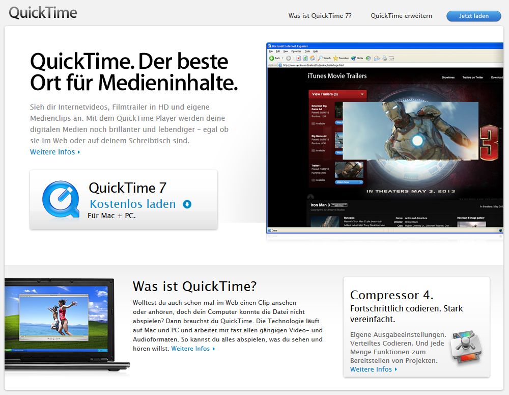 Echt Virtuell: Apple beendet Support von QuickTime für Windows