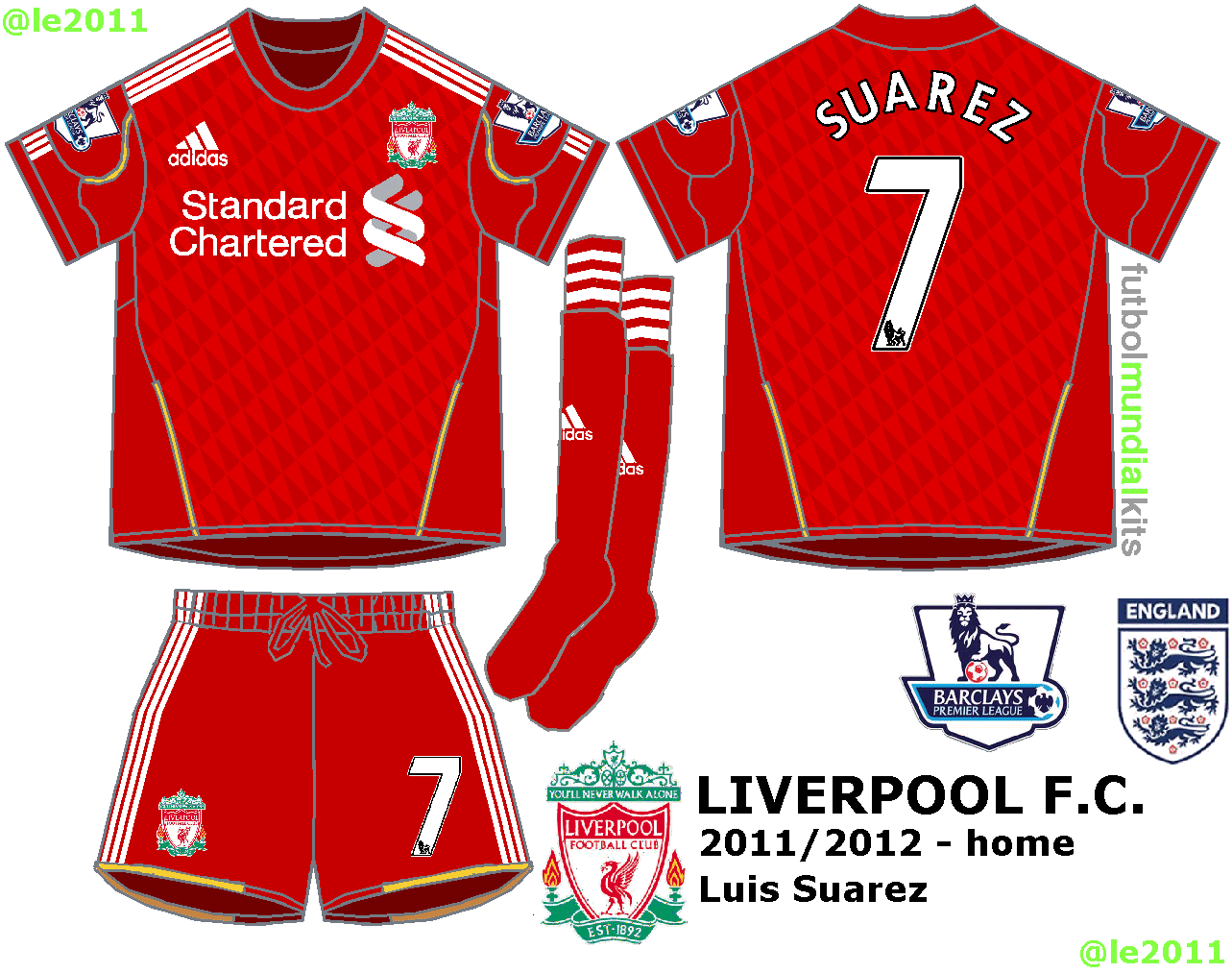 Fútbol Mundial Kits - Uruguay: Liverpool F. C. - 2011/2012 (home, away ...