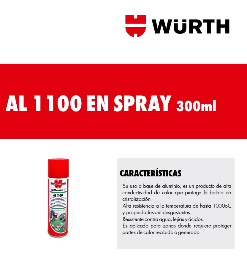 WÜRTH MÉXICO: 00893 110 0 AL 1100 EN SPRAY 300ML