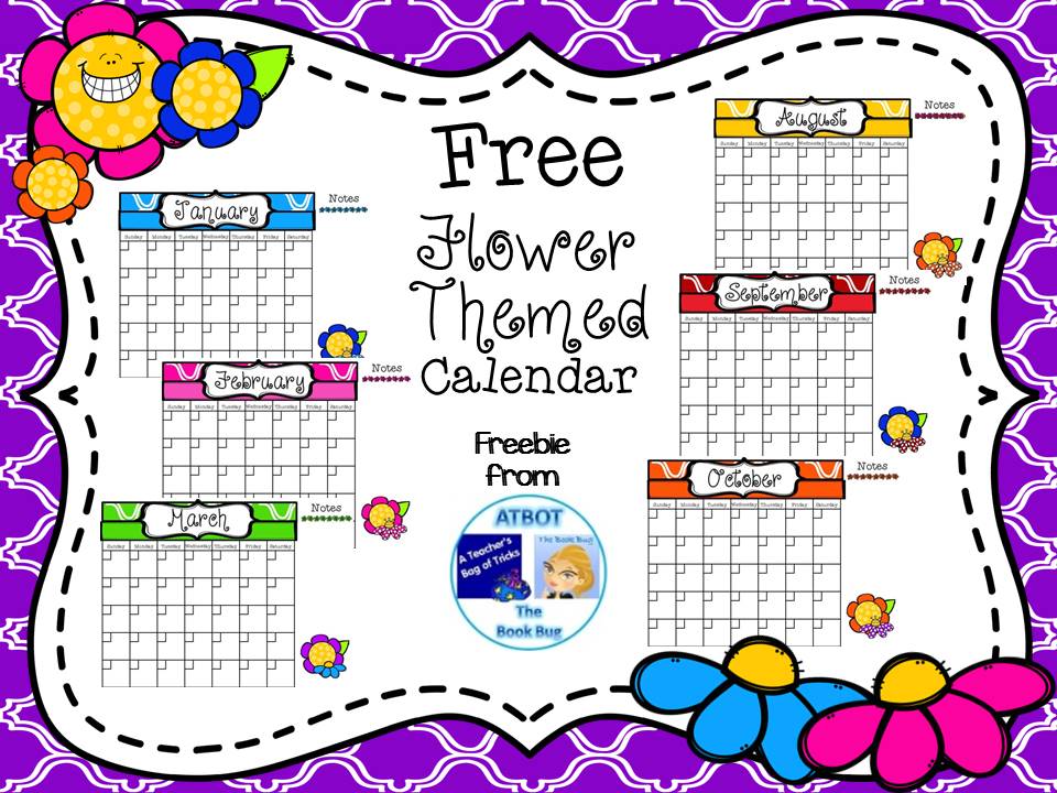 Free Flower Themed Calendar - Classroom Freebies