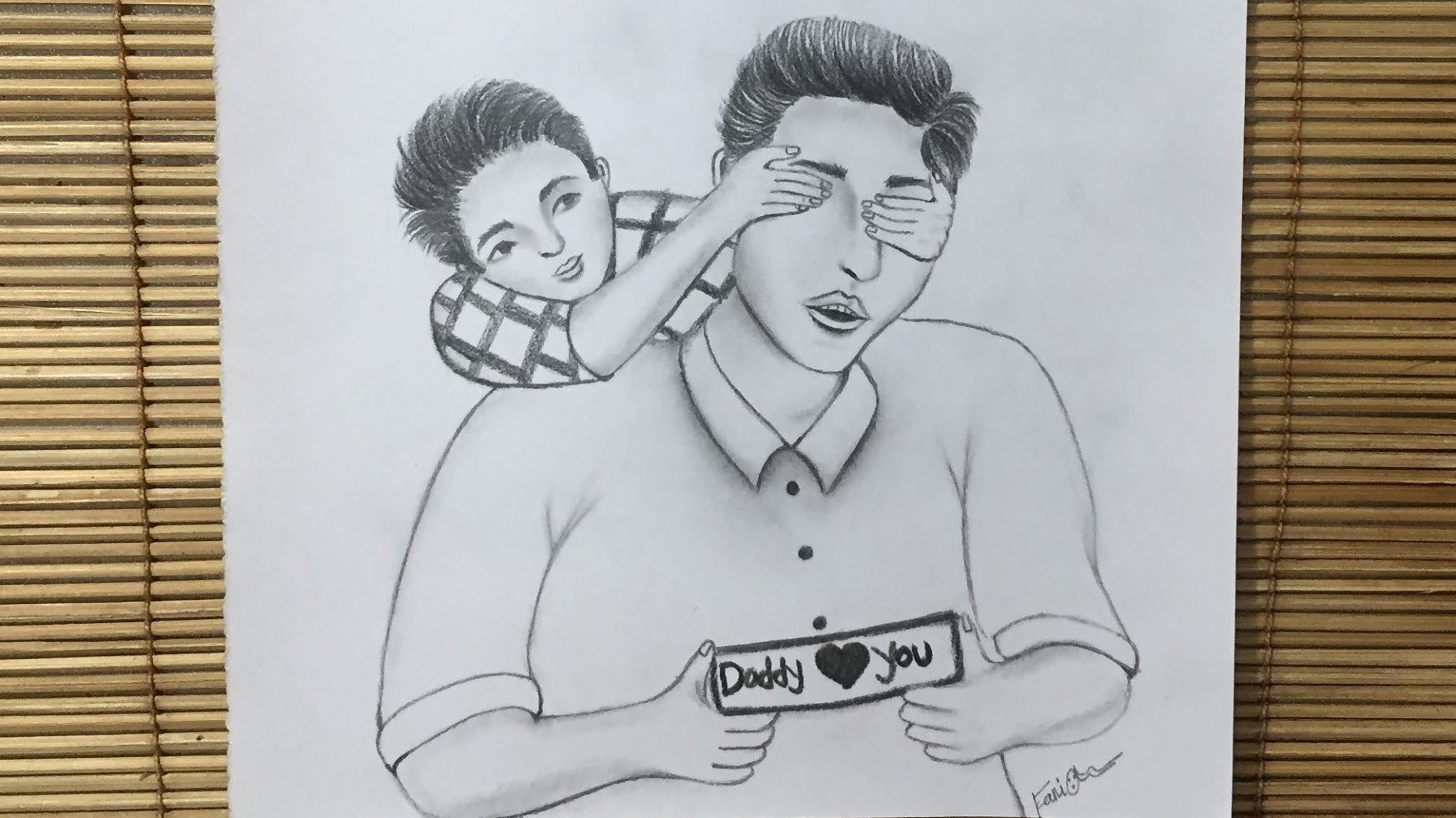 Father's Day Drawing // How to draw a son & father celebrating fathers ...