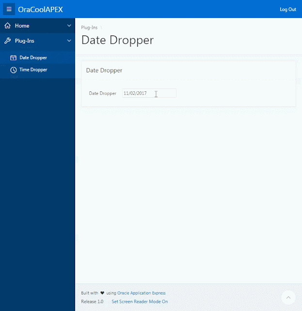 Oracoolapex Blog About Oracle Application Express Apex Datedropper And Timedropper Apex