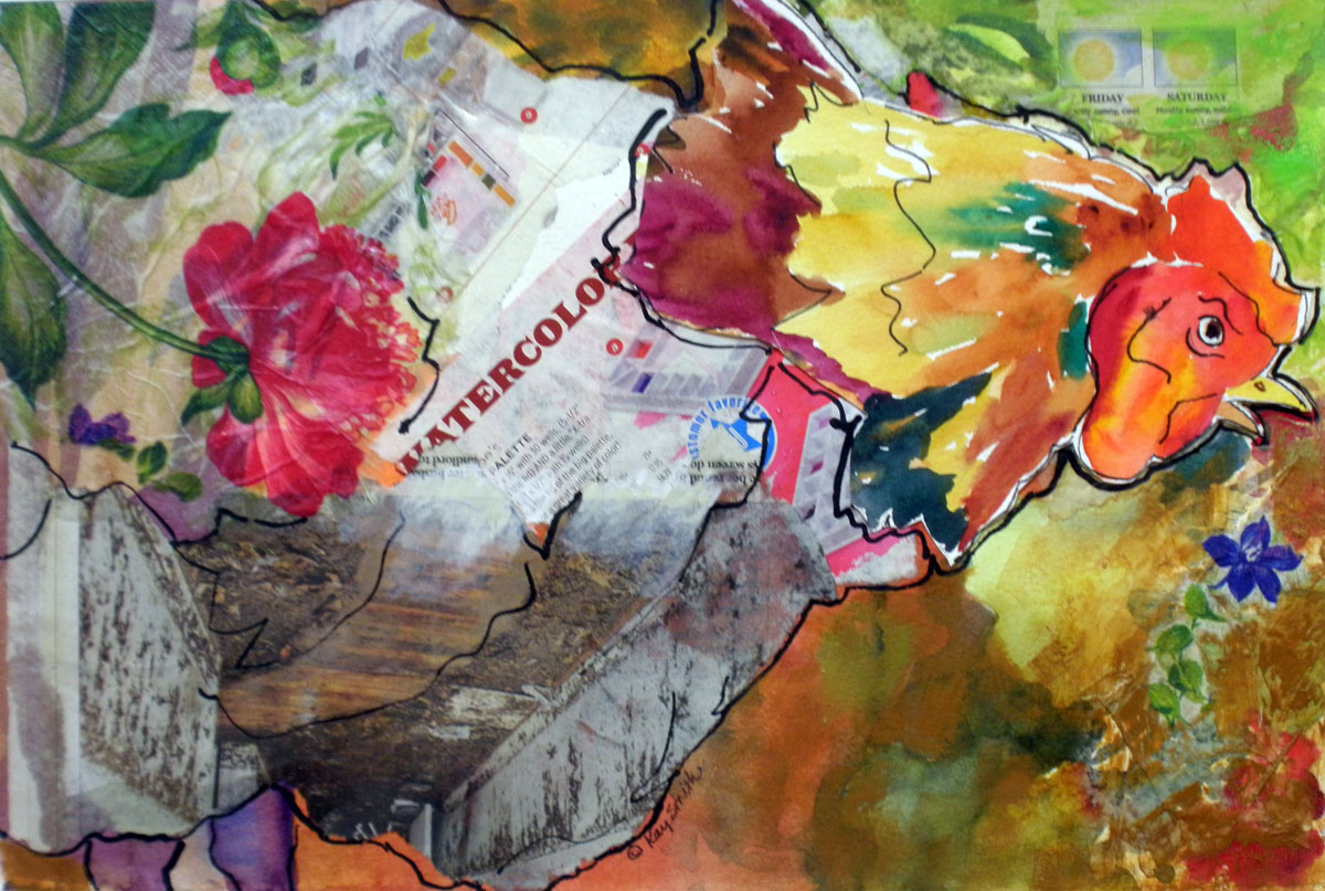 Texas Artists Capture Color: Retro Rooster collage