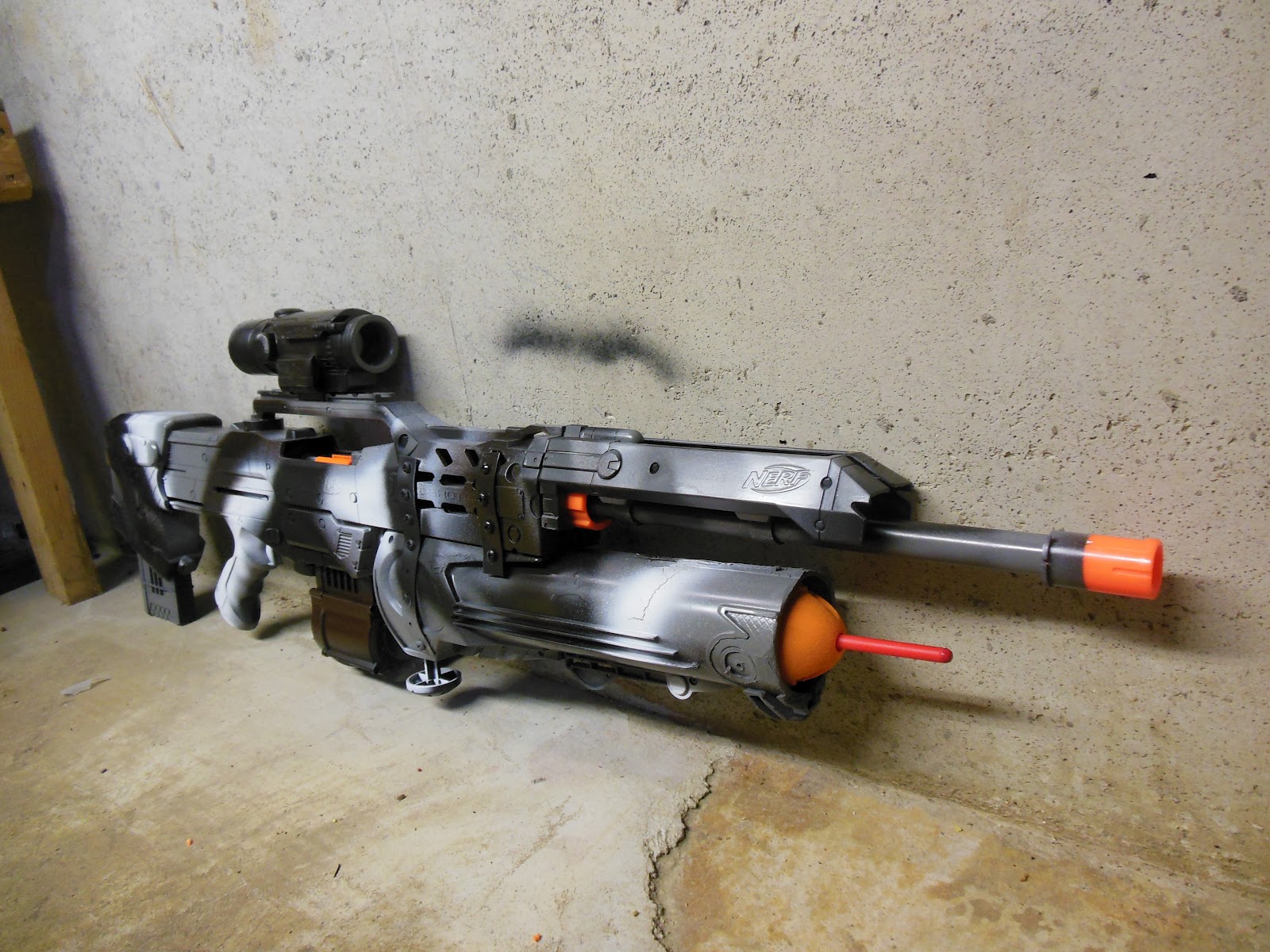 Lasagna678 Nerf Mods: Urban Camo Longshot with Grenade Launcher