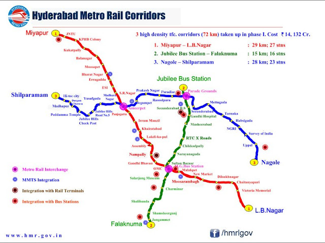 e Challan - Information Simplified: Hyderabad Metro Rail Route Map