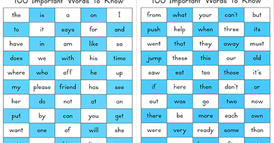 Kumon Vancouver-South: Sight Words - 100 Important Words To Know