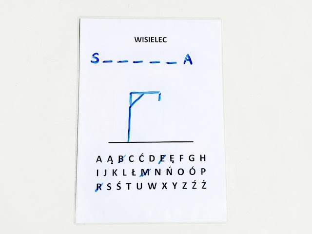 Wisielec gra na kartce - plansza do pobrania