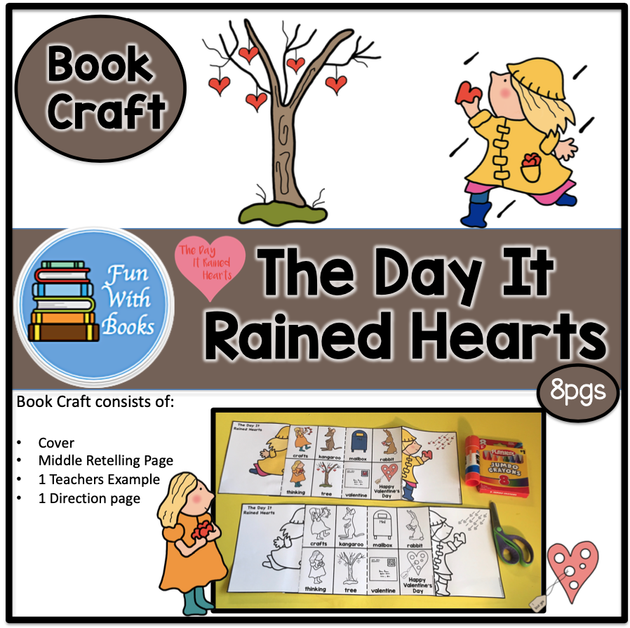 THE DAY IT RAINED HEARTS BOOK CRAFT ~ Book Units by Lynn