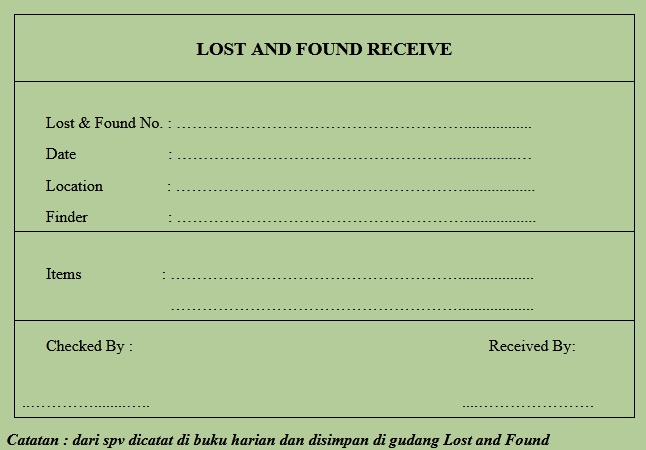 Penanganan Lost and Found - Alur Penanganan, Form Lost and Found ...