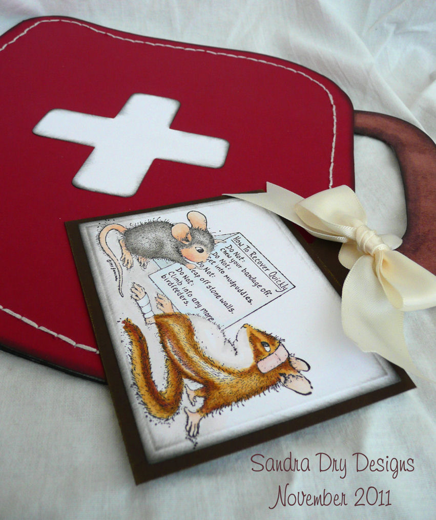 Sandra Dry Designs: First Aid kit House Mouse 'Get Well' card