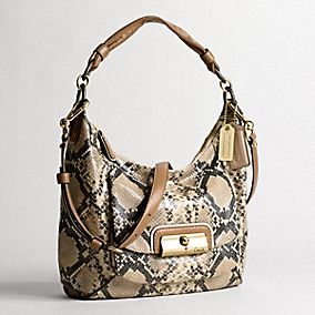 My Lovely Outlet: Coach 17085 new KRISTIN EMBOSSED PYTHON HOBO - Gold/ Natural