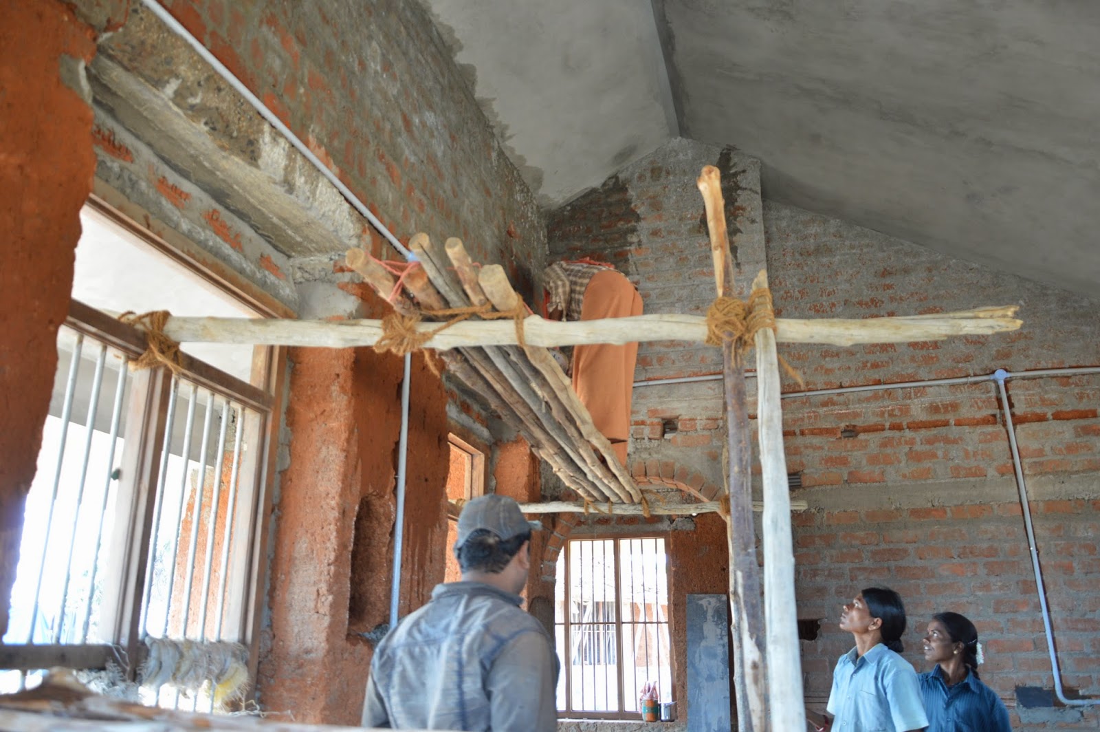 GREENLAND ASHRAM: Starting of mud plastering