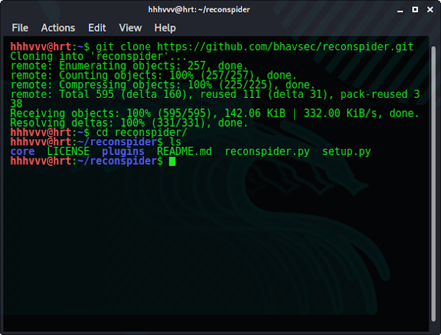 OSINT scan using ReconSpider
