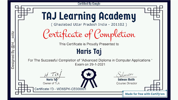 Advanced Diploma in Computer Applications Certificate For Free