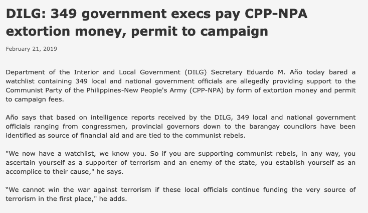 Philippinefails: Insurgency: Intel Units Monitor NPA Extortion