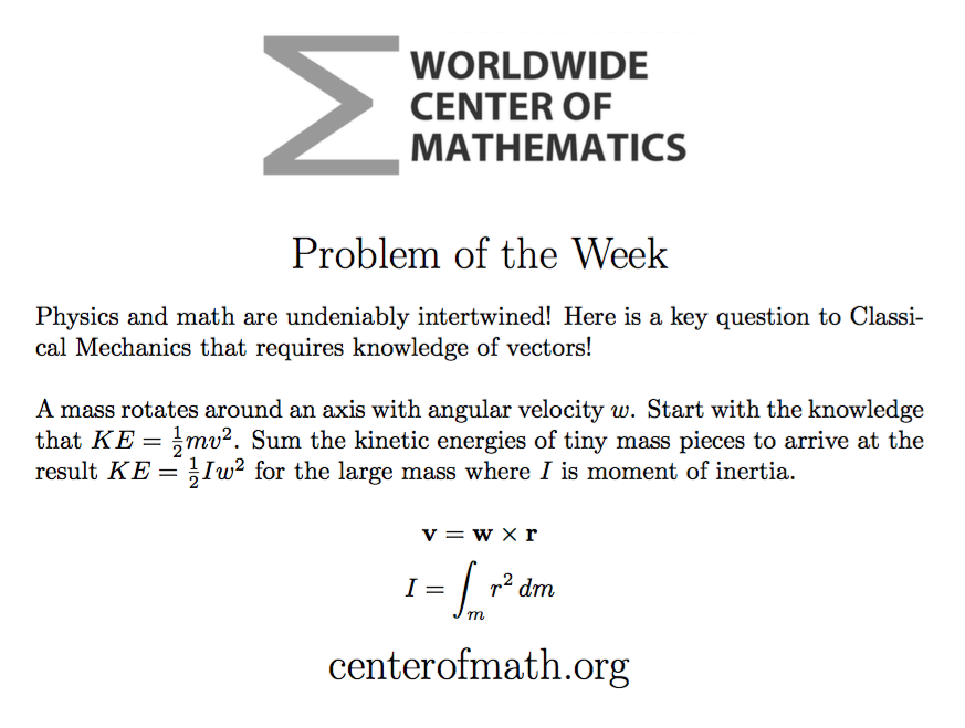 The Center of Math Blog: Problem of the Week