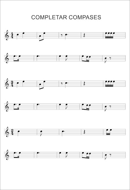 Academia de Música del Prof. Damian Rey: Ejercicio: Completar compases