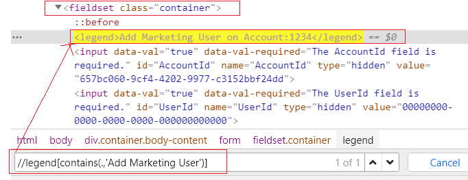 Locators for selenium | finding xpath for legend tag using contains ... Locators for selenium | finding xpath for legend tag using contains ...