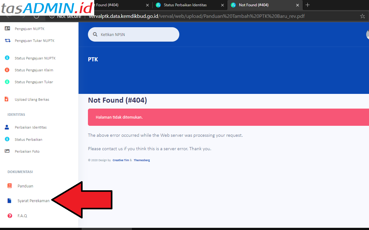Verval PTK untuk Perbaikan Data Guru - tasADMIN