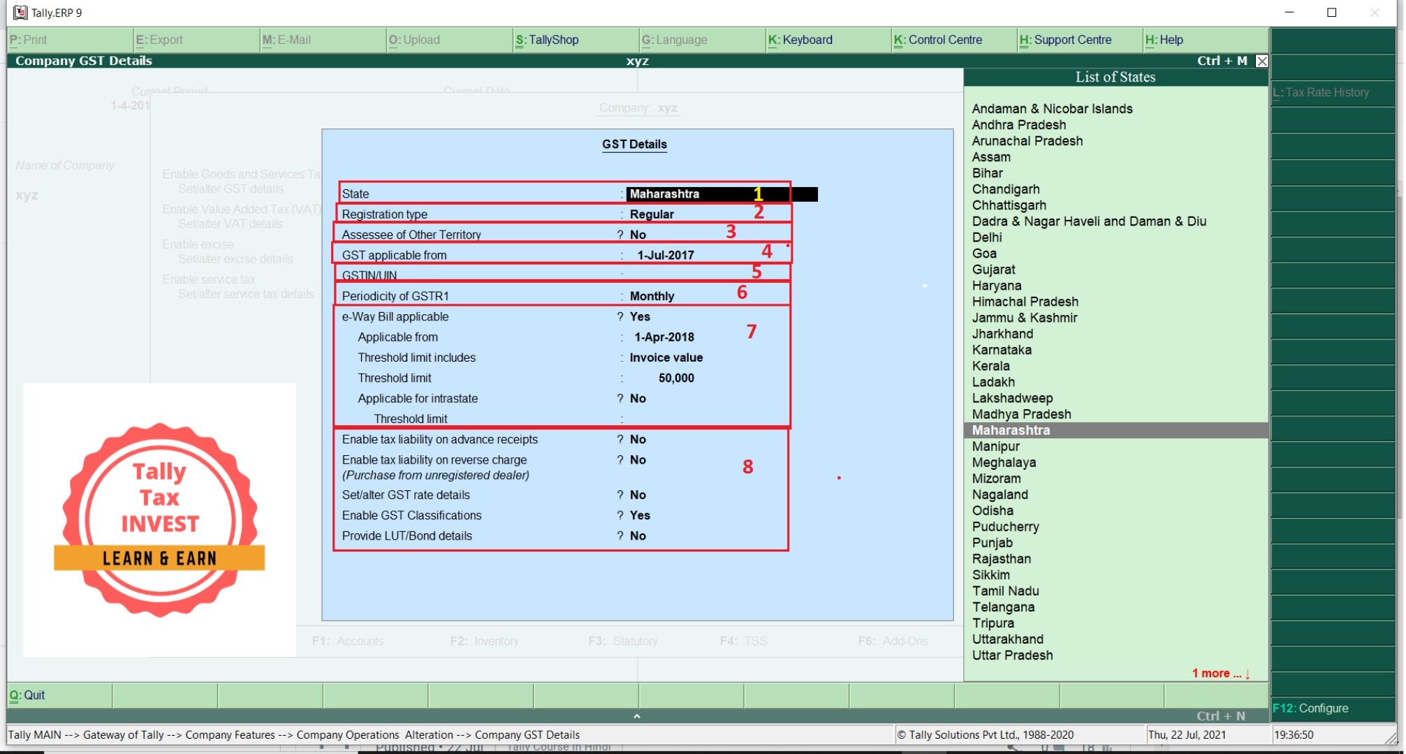 Tally GST Setting How To Do GST Setting In Tally Tally Tax Invest Tally GST Setting How To Do GST Setting In Tally Tally Tax Invest