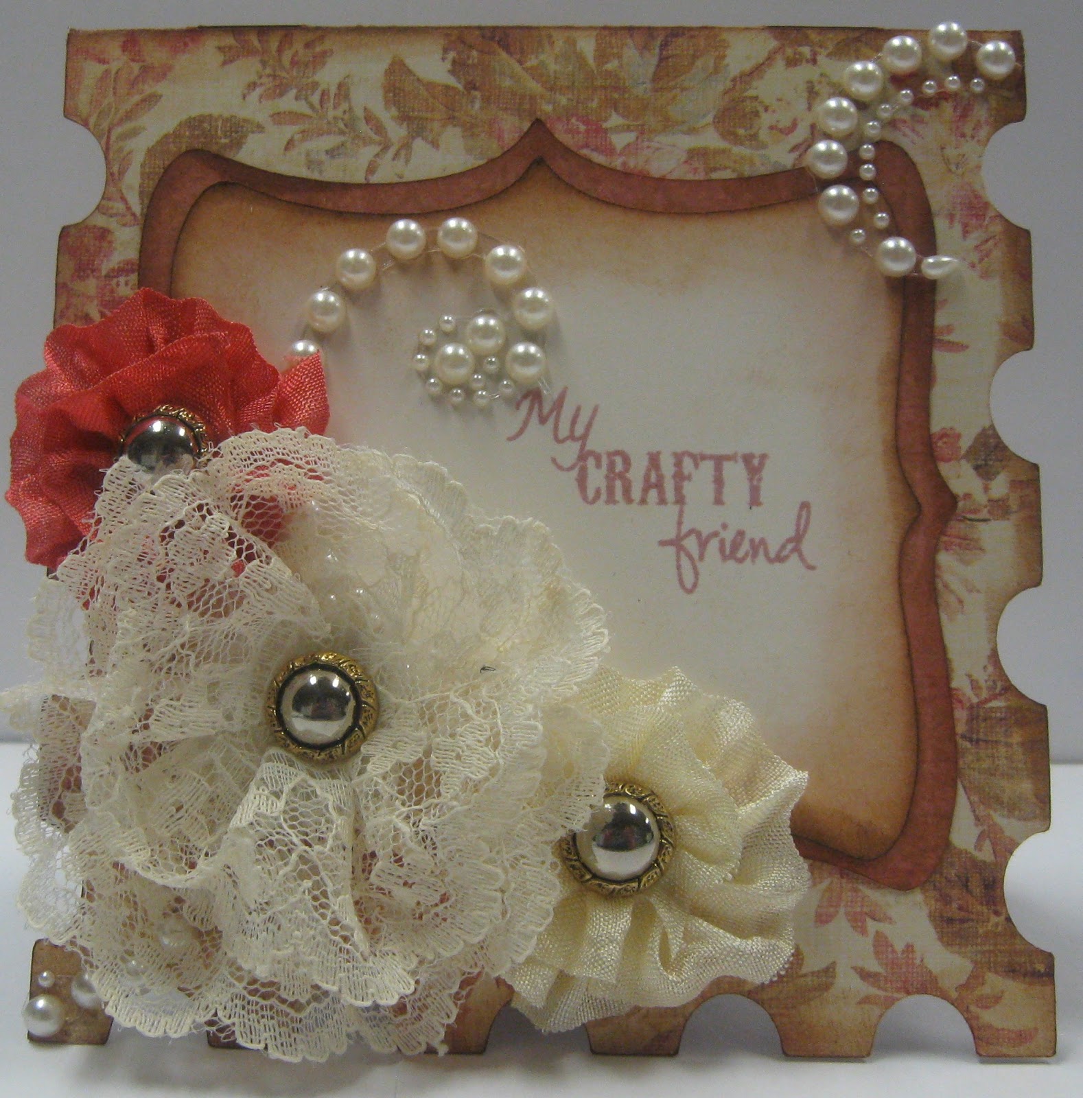 Vintage Card - Shaped Card with Ribbon Challenge
