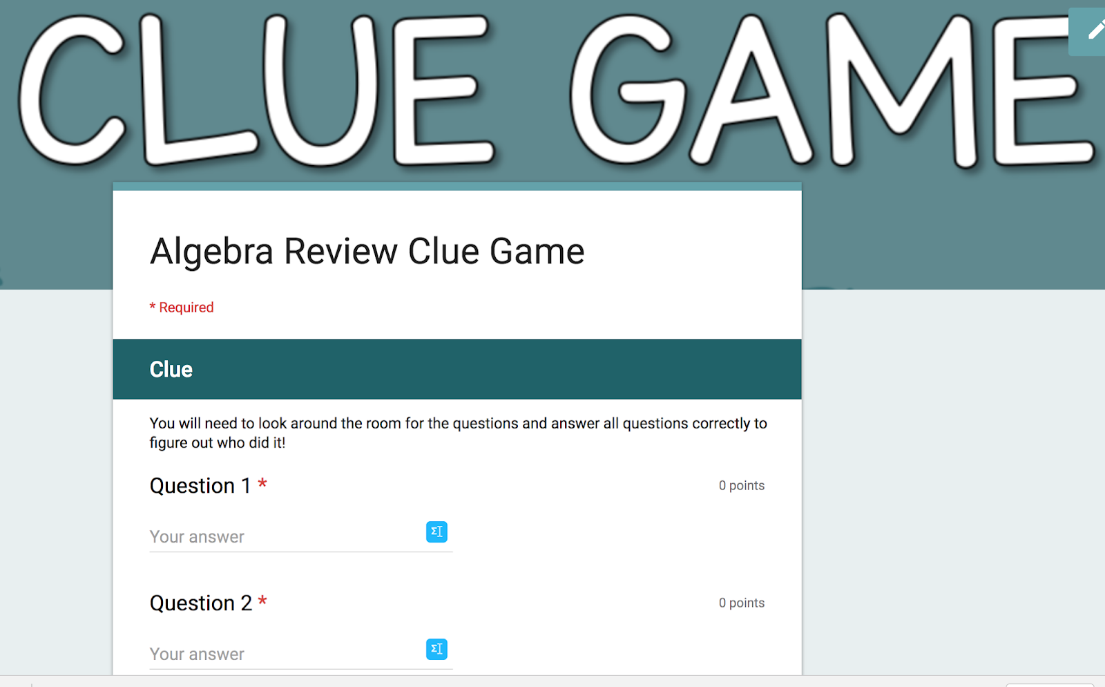 Fun First Day Math Activity - Algebra Review Using Clue | Teaching High ...
