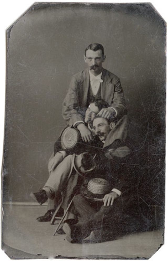 Humorous Tintypes of Three Victorian Men in a Studio ~ Vintage Everyday