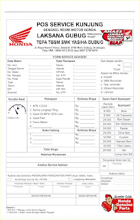 Belajar: Contoh Nota - Bengkel Resmi Honda Tefa TBSM SMK YASIHA Gubug