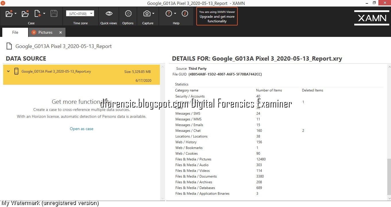 Digital Forensics Examiner: Mobile Forensics:XAMN Viewer