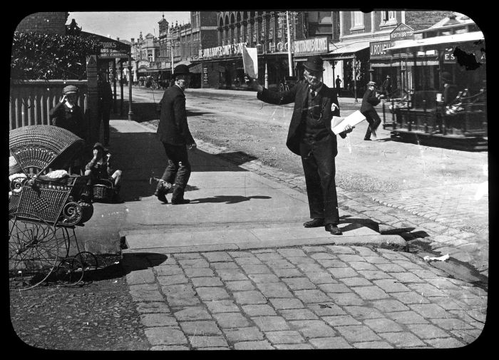 Moreland Past: Selling newspapers on the corner of Blyth Street and ...