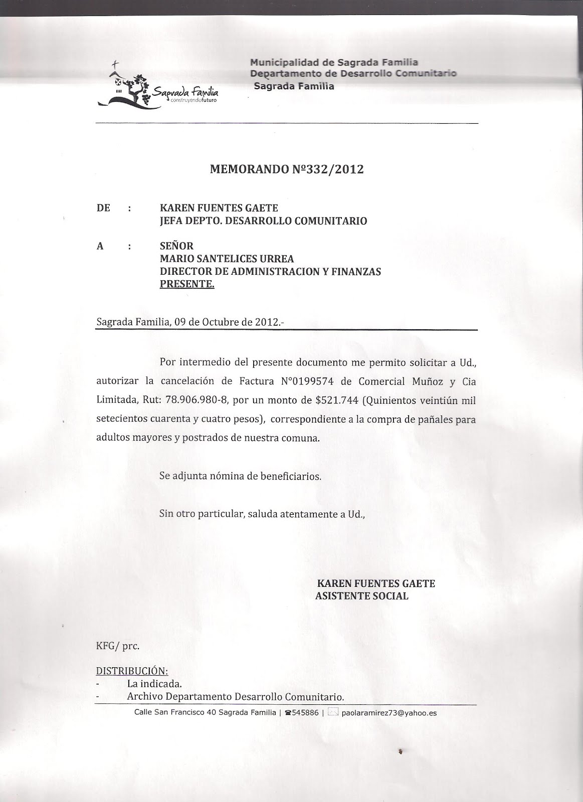 "Natural Cream": Correspondencia Oficial