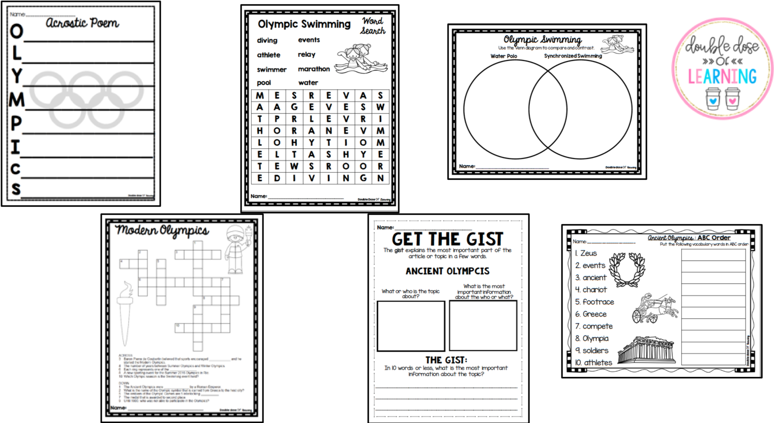 Summer Olympics Resources for Grades 1-3 - Double Dose of Learning