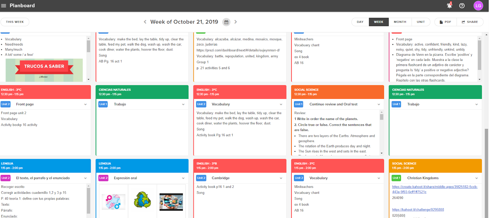El reto de enseñar: Descubriendo herramientas: Planboard